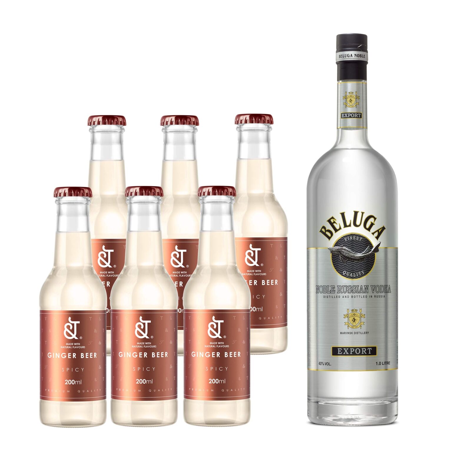 Beluga Noble Vodka + &T Spicy Ginger Beer (Vodka & Mixer csomag) | Mixery